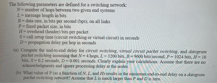 Solved The following parameters are defined for a switching | Chegg.com
