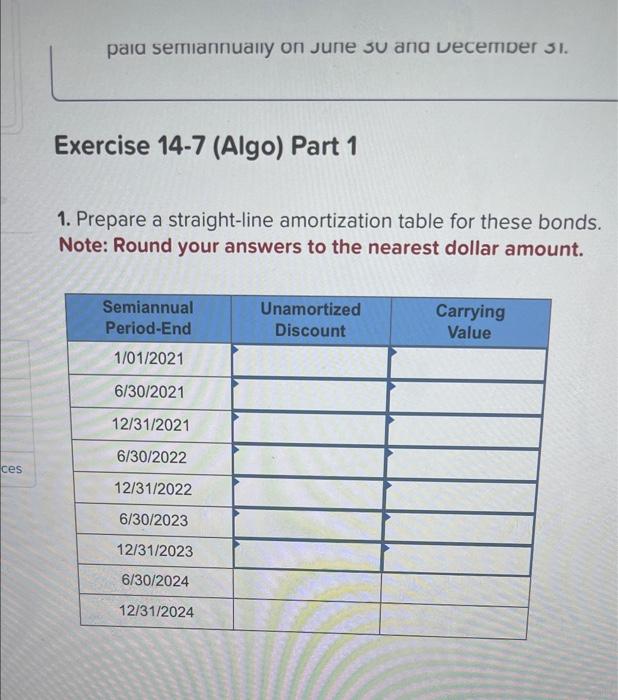 Solved Exercise 14-7 (Algo) Straight-Line: Amortization | Chegg.com