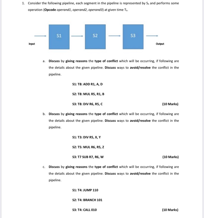 Solved 1. Consider the following pipeline, each segment in | Chegg.com