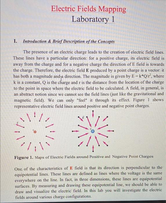 Solved Electric Fields Mapping Laboratory 1 I. Introduction | Chegg.com