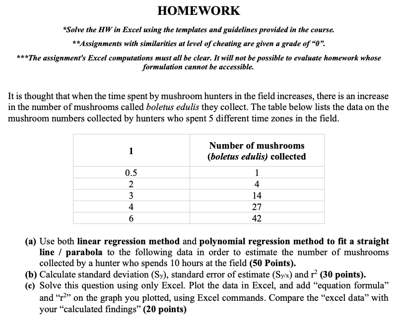 Solved It is thought that when the time spent by mushroom | Chegg.com