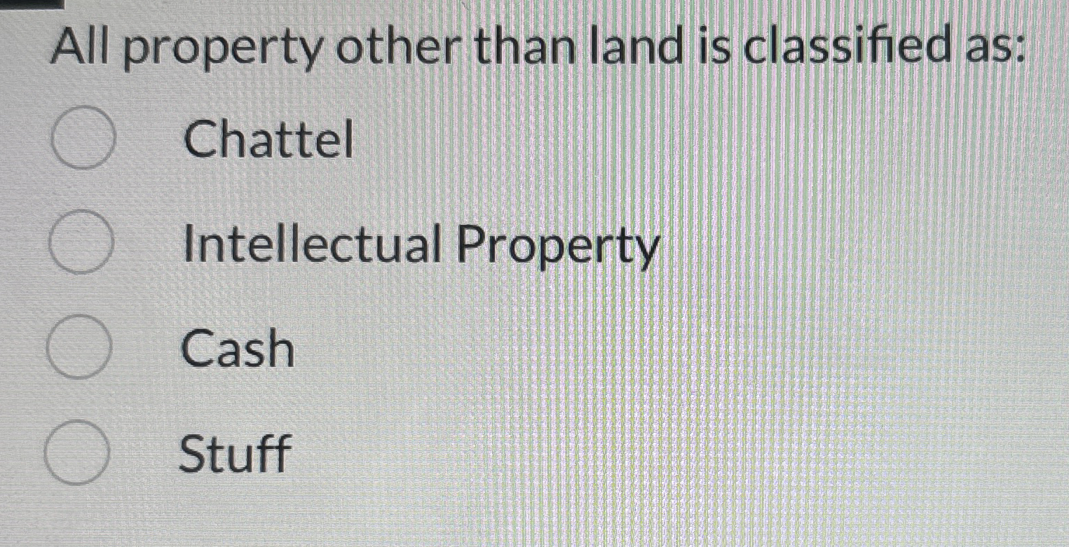 Solved All property other than land is classified | Chegg.com