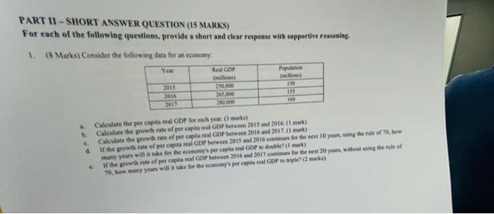Solved PART II - SHORT ANSWER QUESTION (15 MARKS) For each | Chegg.com