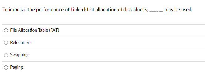 Solved To improve the performance of Linked-List allocation | Chegg.com