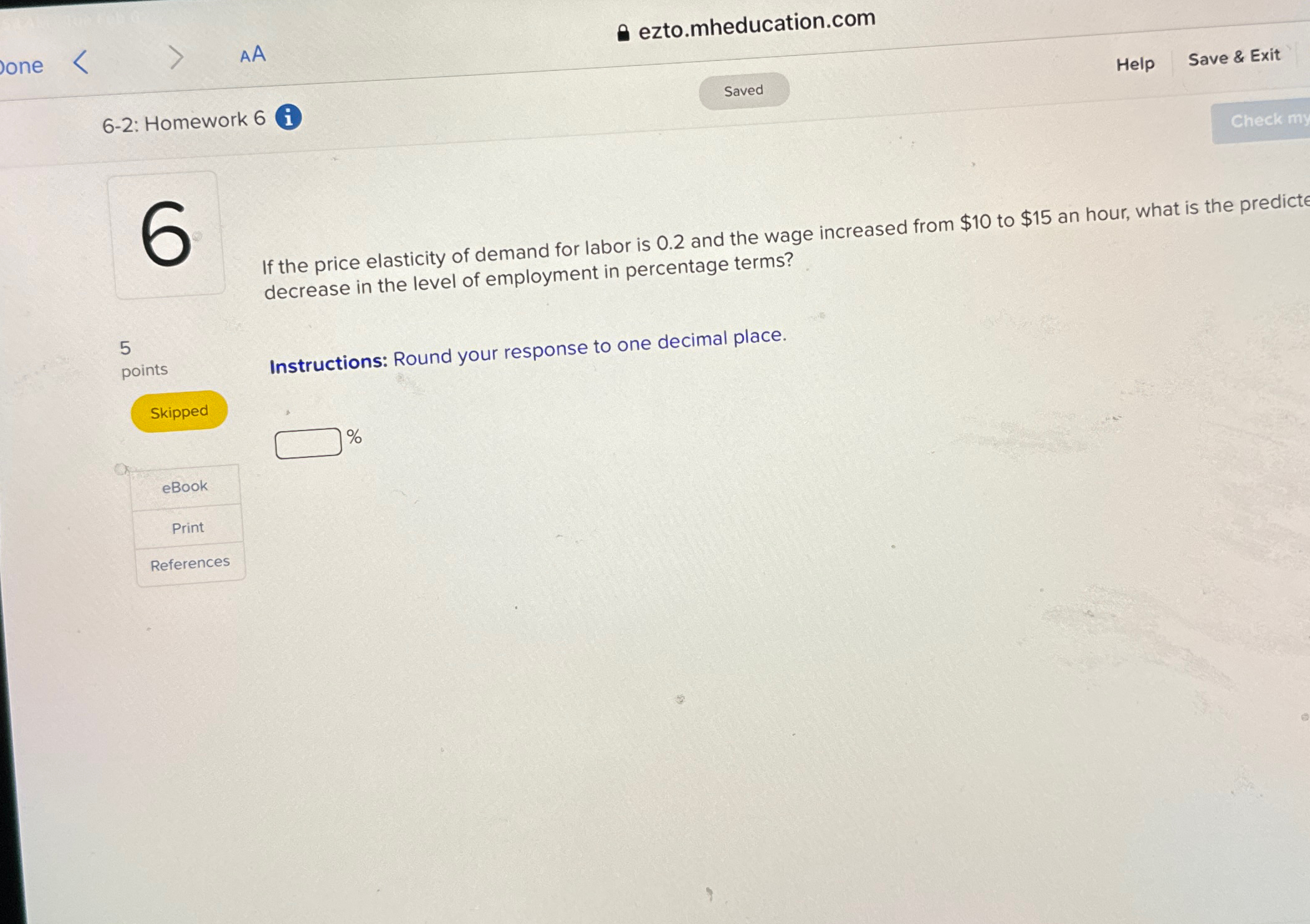Solved ezto.mheducation.comAAHelpSave & Exit6-2: Homework | Chegg.com