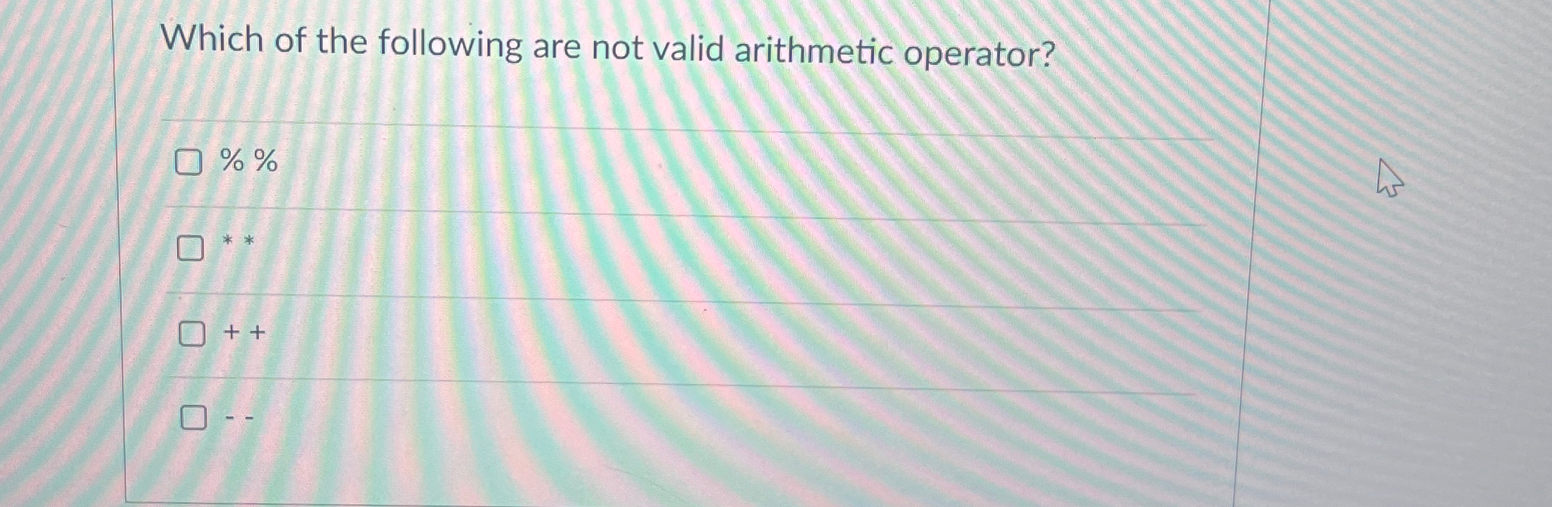 Solved Which of the following are not valid arithmetic | Chegg.com Solved Which of the following are not valid arithmetic | Chegg.com