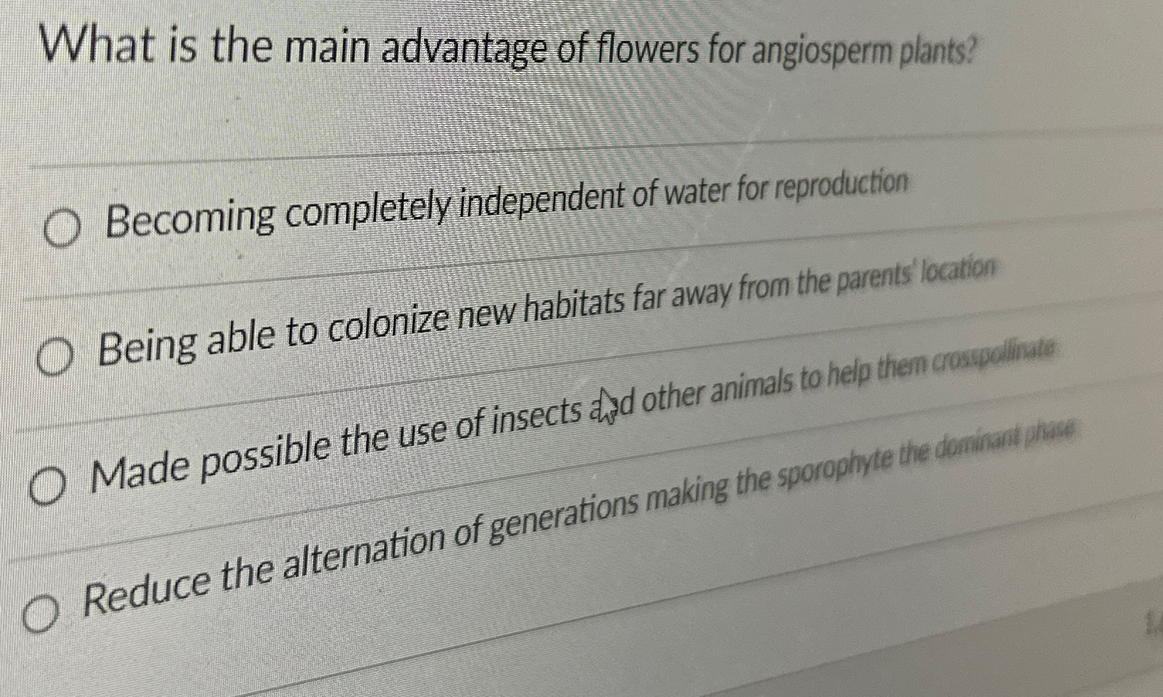 Solved What is the main advantage of flowers for angiosperm | Chegg.com