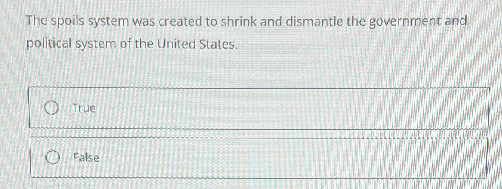 Solved The spoils system was created to shrink and dismantle | Chegg.com