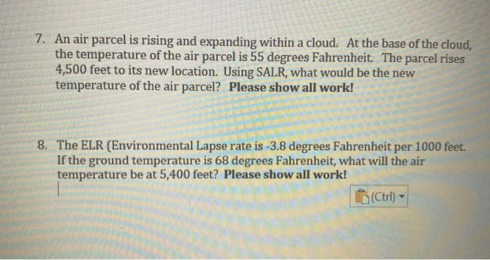 Solved 7. An air parcel is rising and expanding within a | Chegg.com