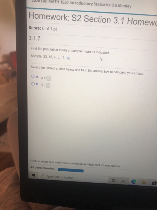 Solved Fall MATH 1530 Introductory Statistics OG Manley | Chegg.com