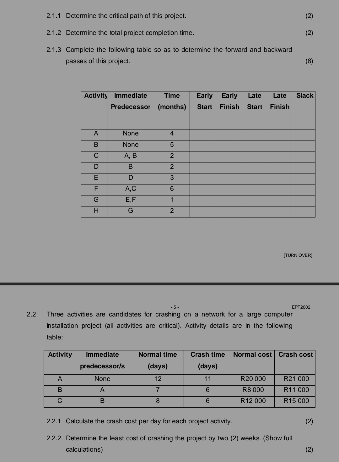 Solved 2.1.1 ﻿Determine the critical path of this | Chegg.com
