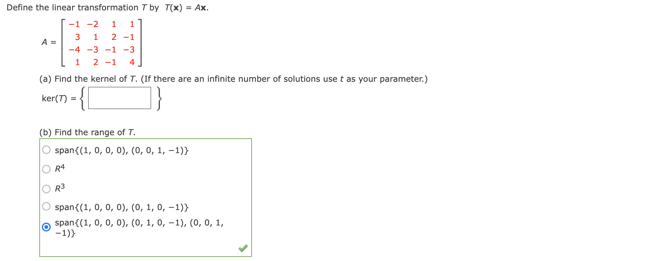Solved Define the linear transformation T ﻿by | Chegg.com