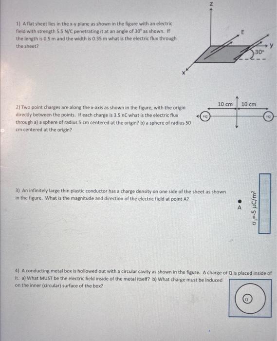 Solved 1) A flat sheet lies in the x−y plane as shown in the | Chegg.com
