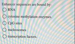 Solved Enhancer sequences are bound by:RNAcytosine | Chegg.com