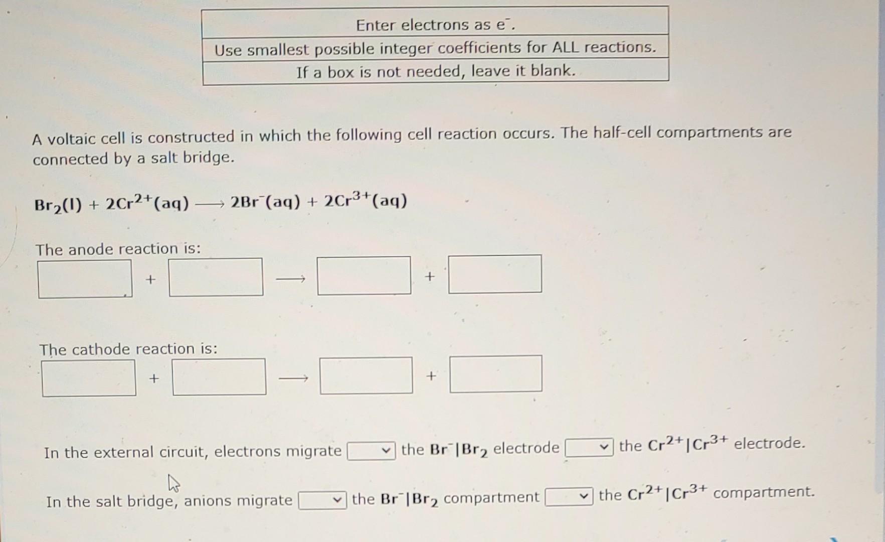 Solved A voltaic cell is constructed in which the following | Chegg.com