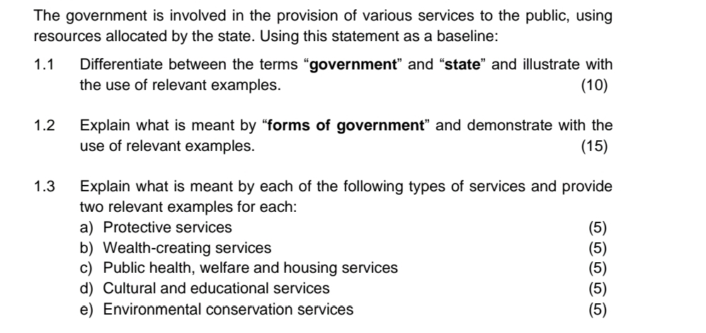 Solved The government is involved in the provision of | Chegg.com