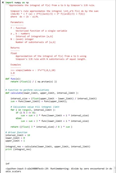 Solved I am using Python code given by instructor to solve | Chegg.com