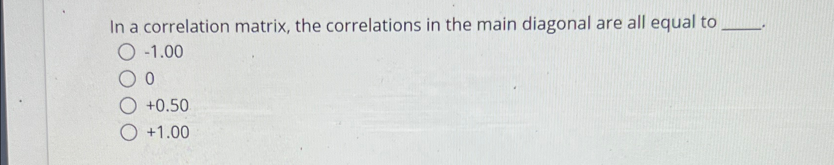 Solved In a correlation matrix, the correlations in the main | Chegg.com