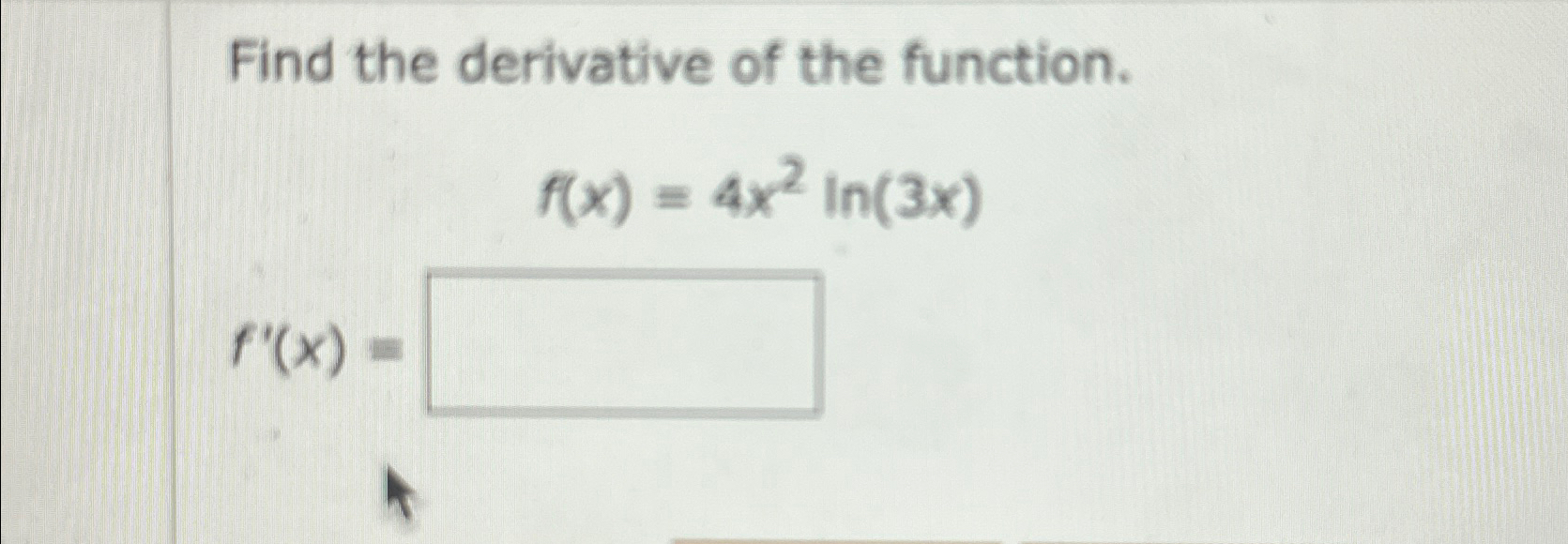 Solved Find the derivative of the | Chegg.com