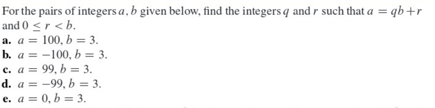 Solved For the pairs of integers a,b ﻿given below, find the | Chegg.com