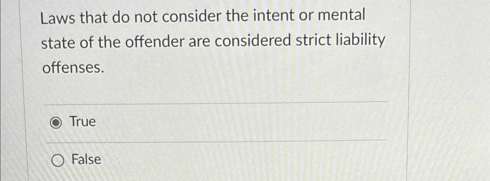 Solved Laws that do not consider the intent or mental state | Chegg.com