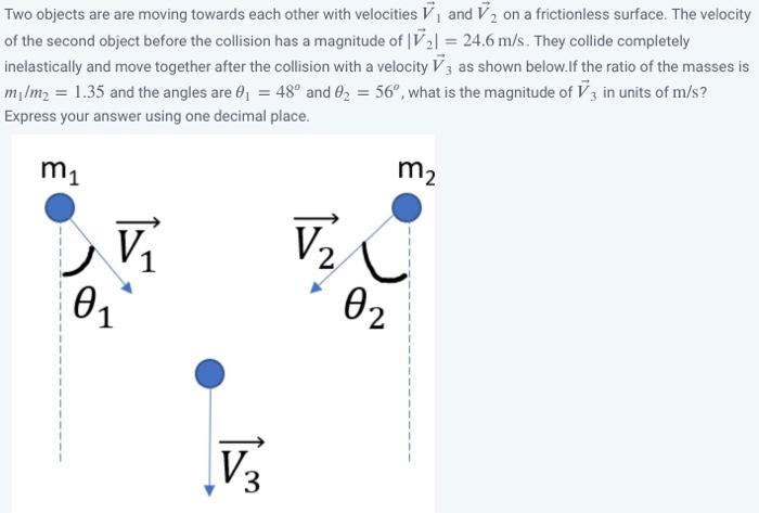 Solved Two objects are are moving towards each other with | Chegg.com