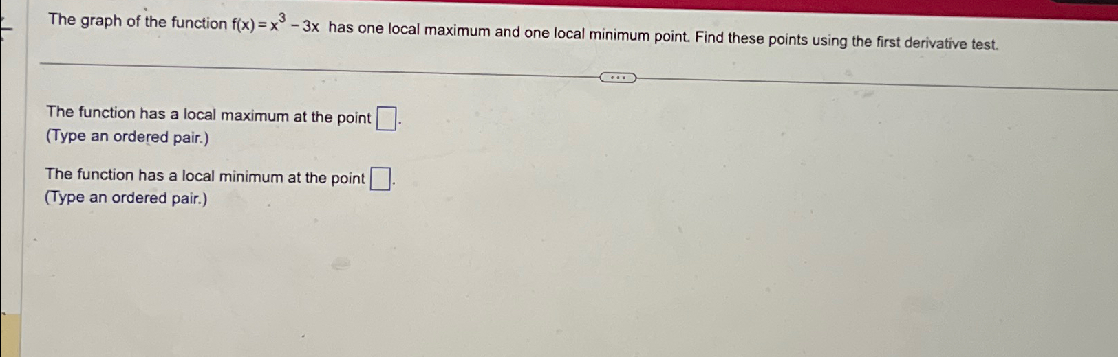 Solved The graph of the function f(x)=x3-3x ﻿has one local | Chegg.com