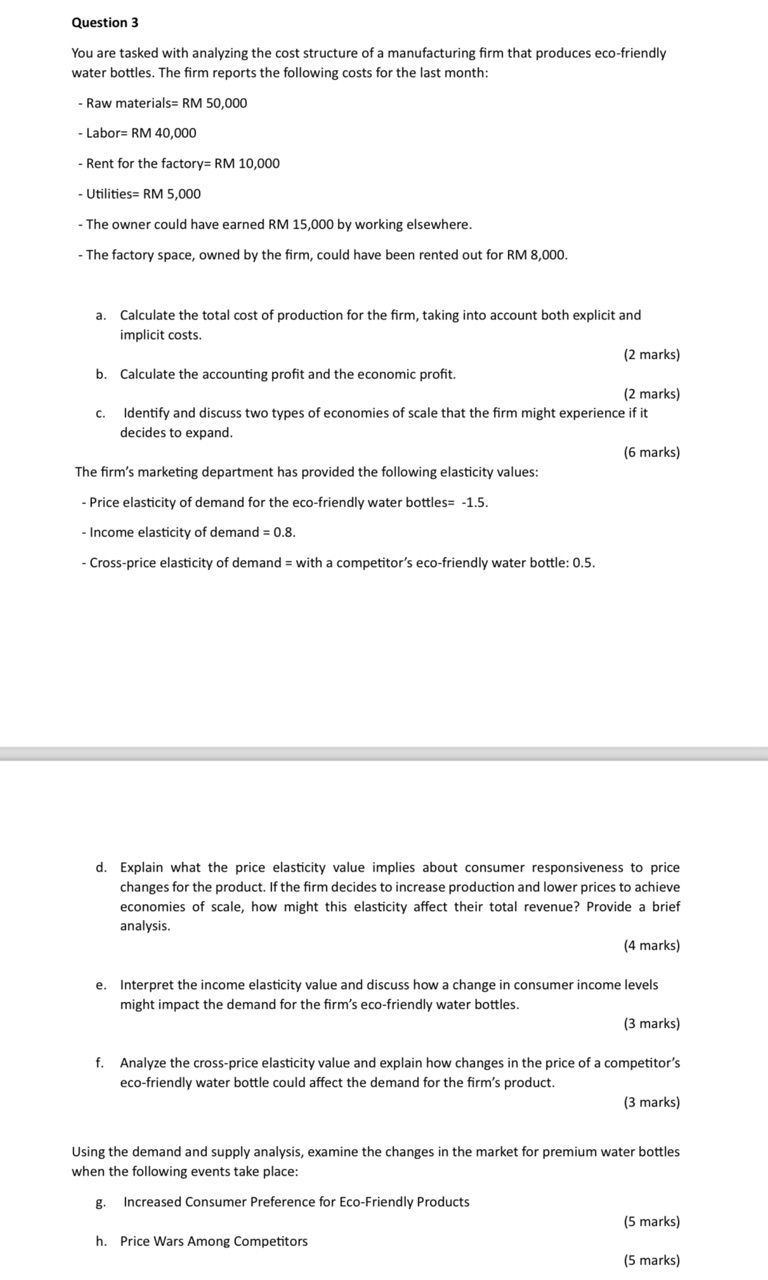 Solved help Question 3You are tasked with analyzing the cost | Chegg.com