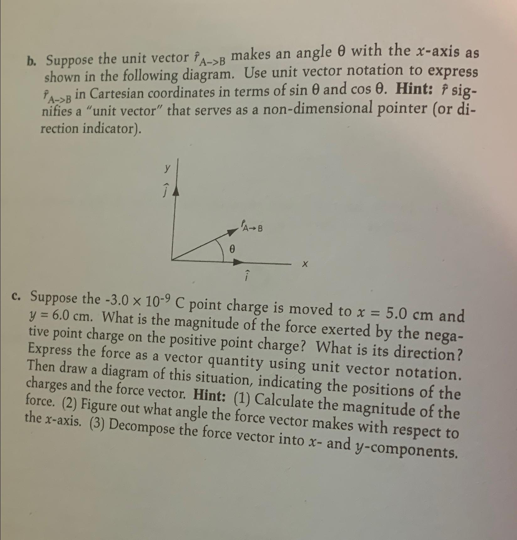Solved b. ﻿Suppose the unit vector hat(r)A→B ﻿makes an angle | Chegg.com