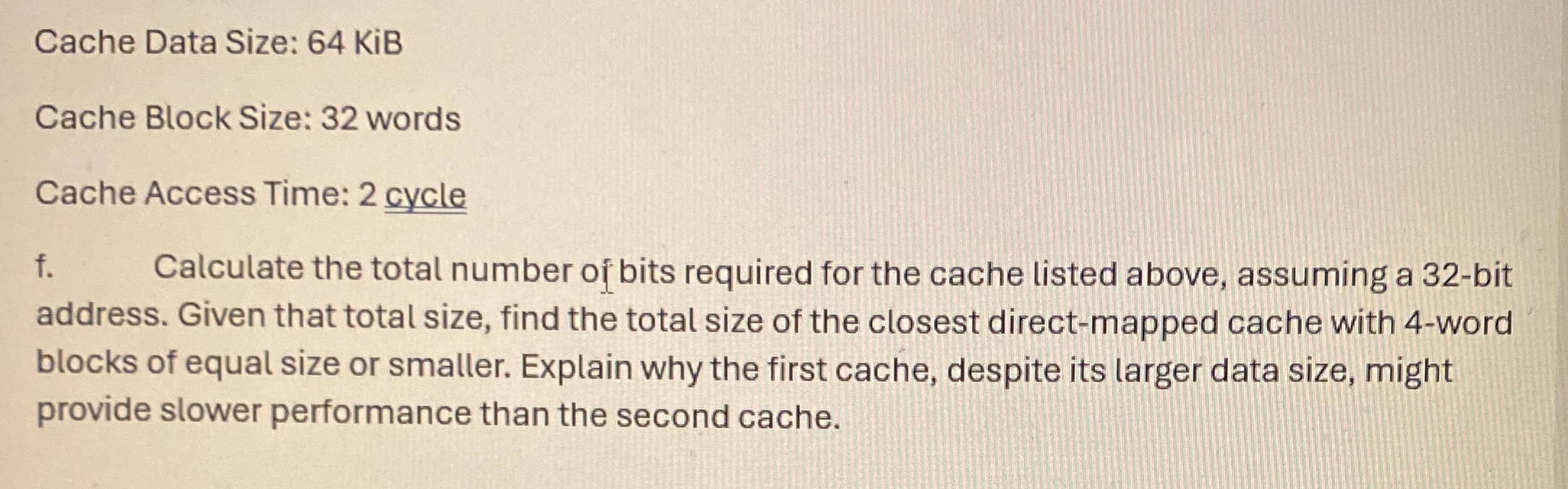Solved Cache Data Size: 64 ﻿KiBCache Block Size: 32 | Chegg.com