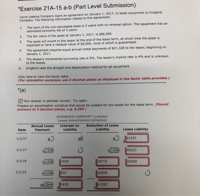Solved *Exercise 21A-15 a-b (Part Level Submission) Laura | Chegg.com