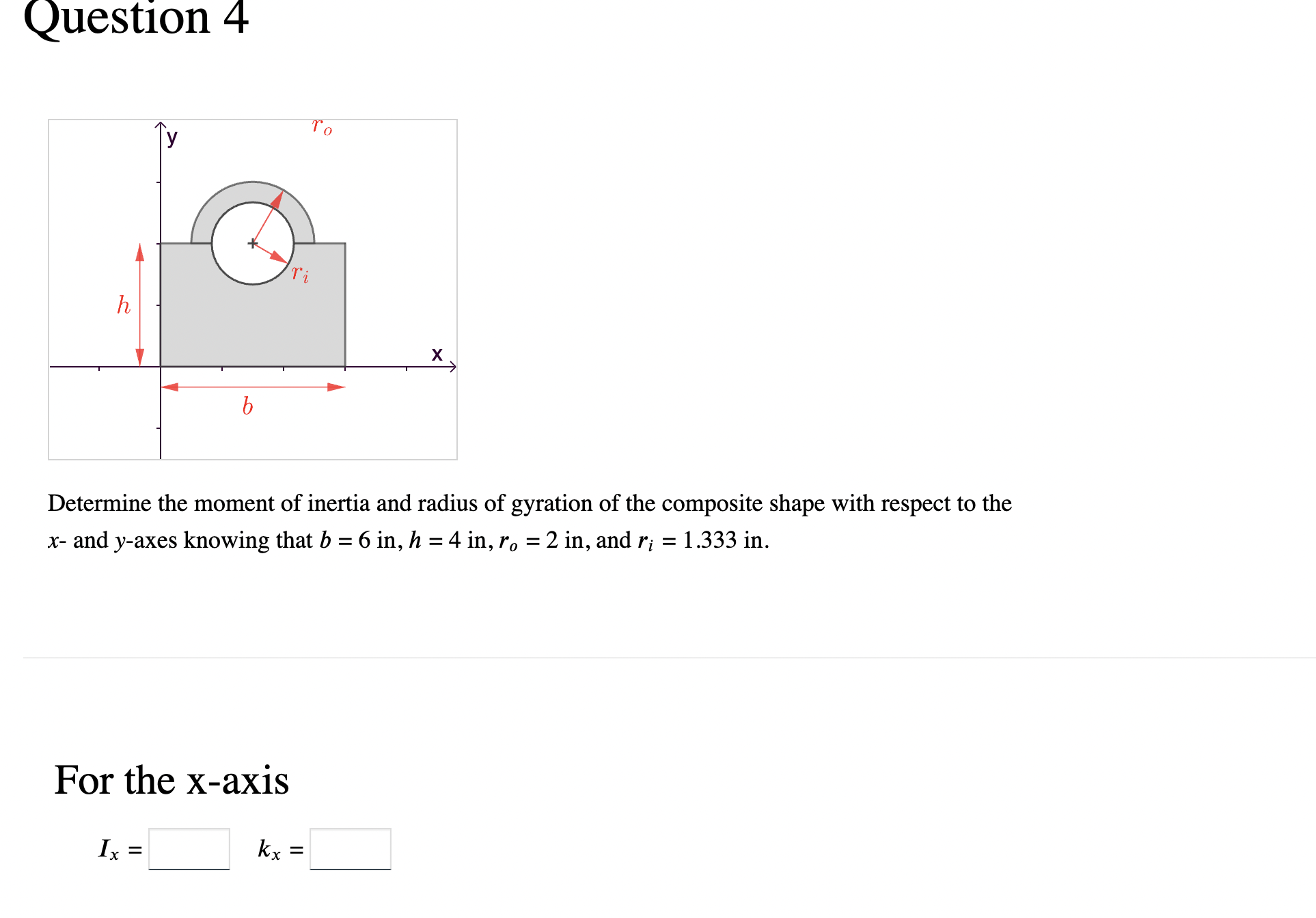 Solved Question 4Determine the moment of inertia and radius | Chegg.com