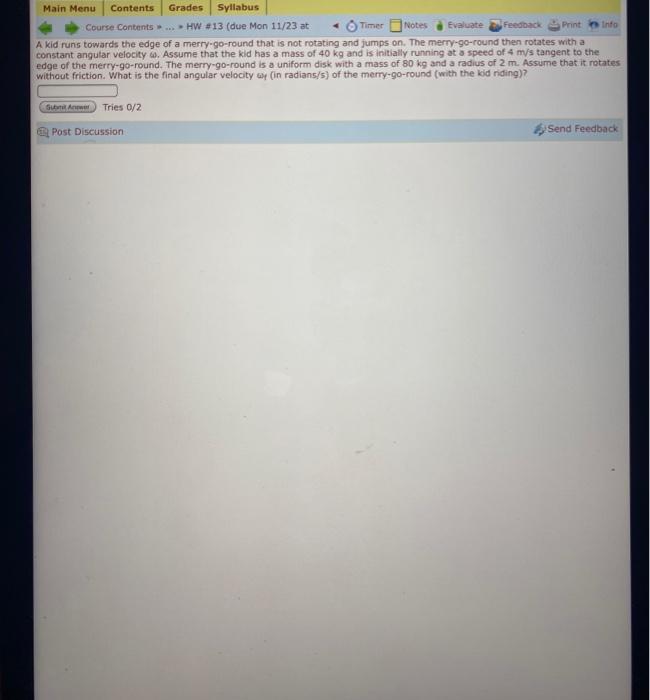 Solved Main Menu Contents Grades Syllabus Course | Chegg.com
