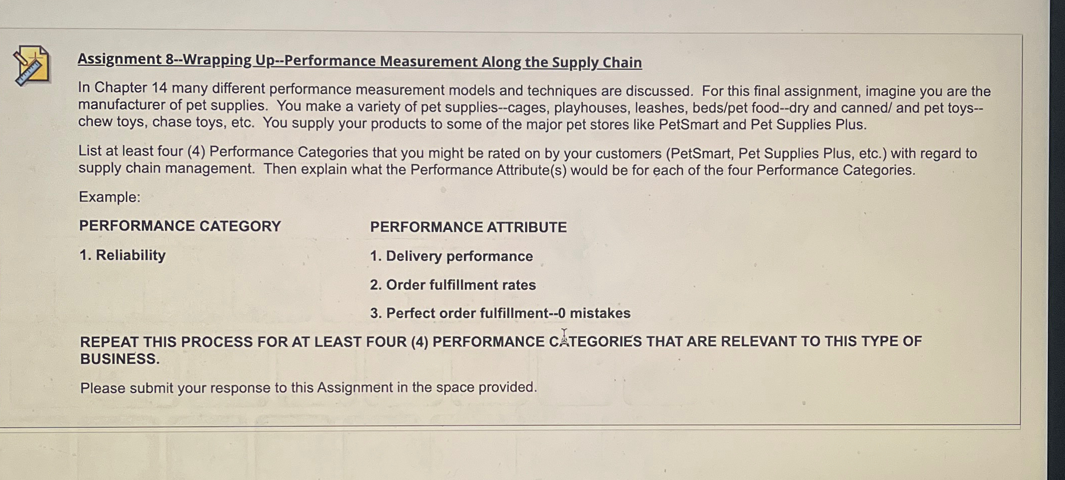 Solved Assignment 8--Wrapping Up---Performance Measurement | Chegg.com