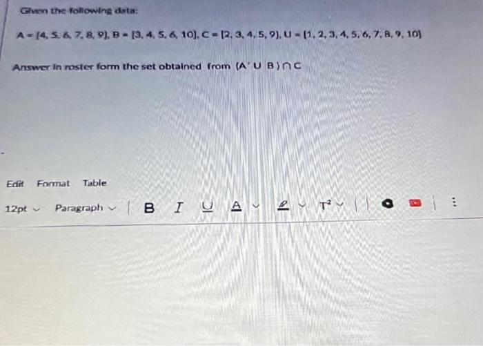 Solved Glven the following data: | Chegg.com