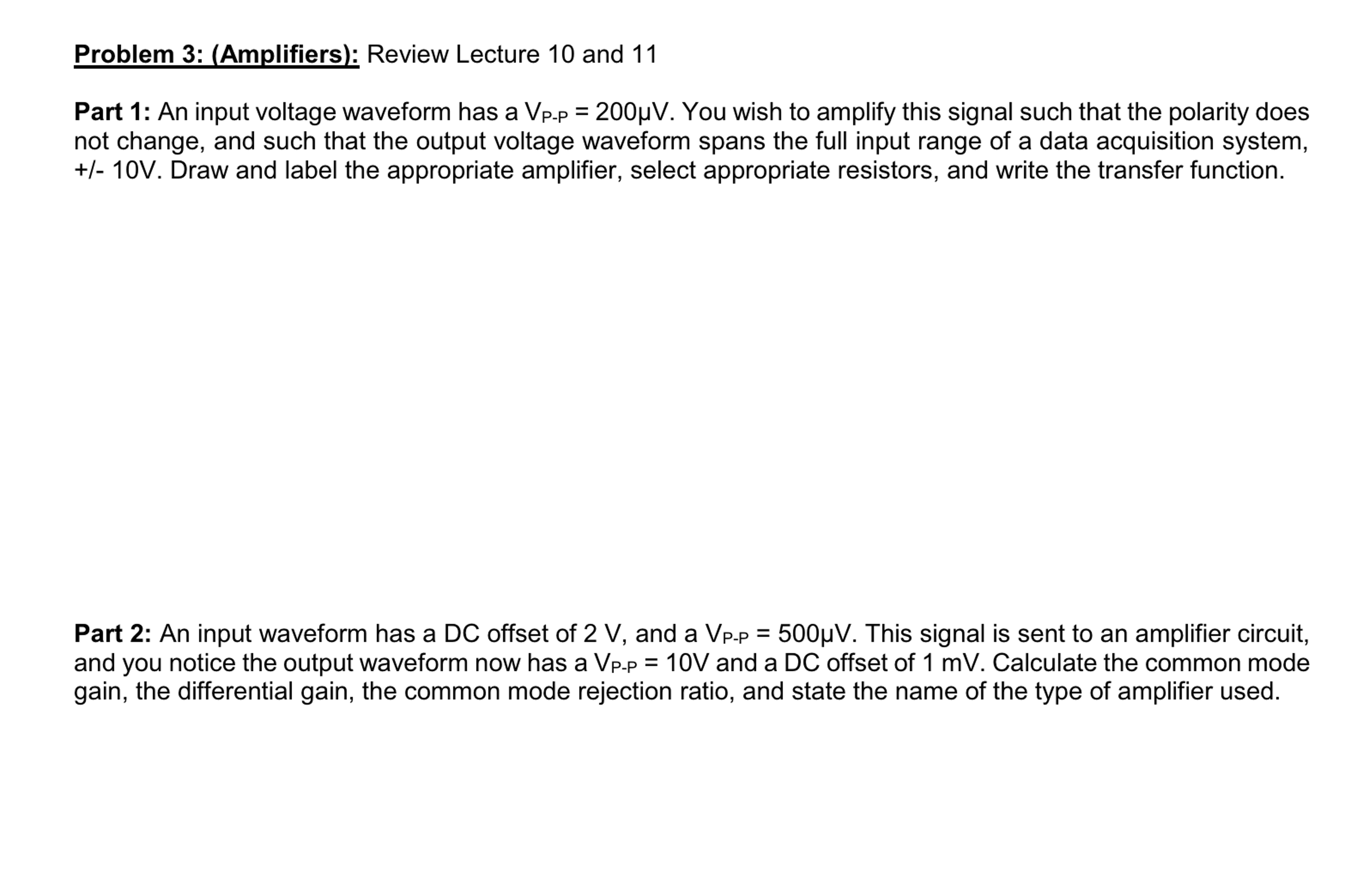 Solved Part 2: An input waveform has a DC offset of 2V, ﻿and | Chegg.com