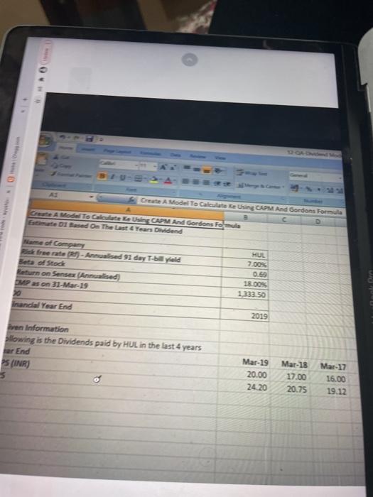 Solved AI Create A Model To Calculate Ke Using CAPM And | Chegg.com