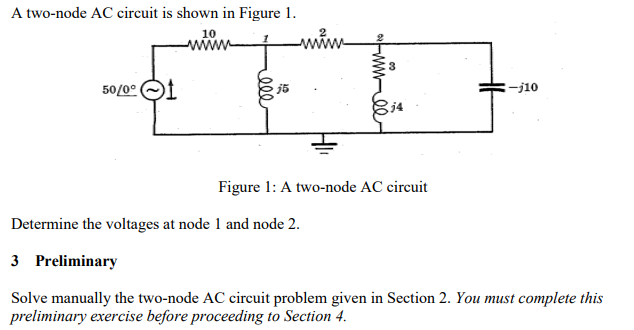 Solved A two-node AC circuit is shown in Figure 1. | Chegg.com