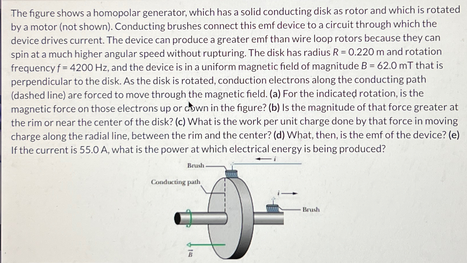Solved The figure shows a homopolar generator, which has a | Chegg.com