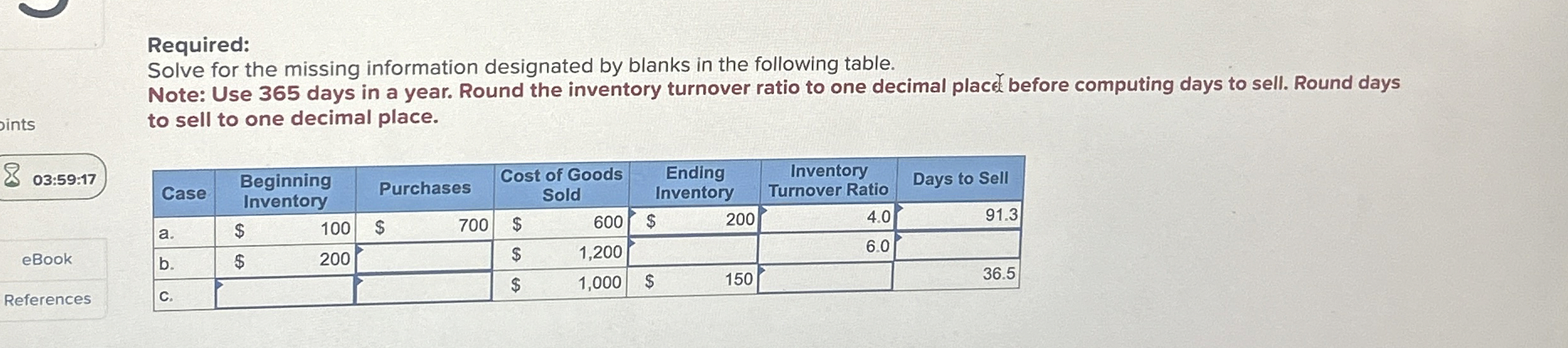 Solved Required:Solve for the missing information designated | Chegg.com