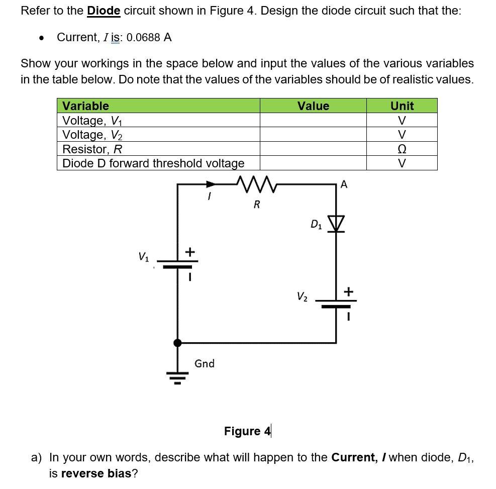 Solved Refer to the Diode circuit shown in Figure 4. Design | Chegg.com