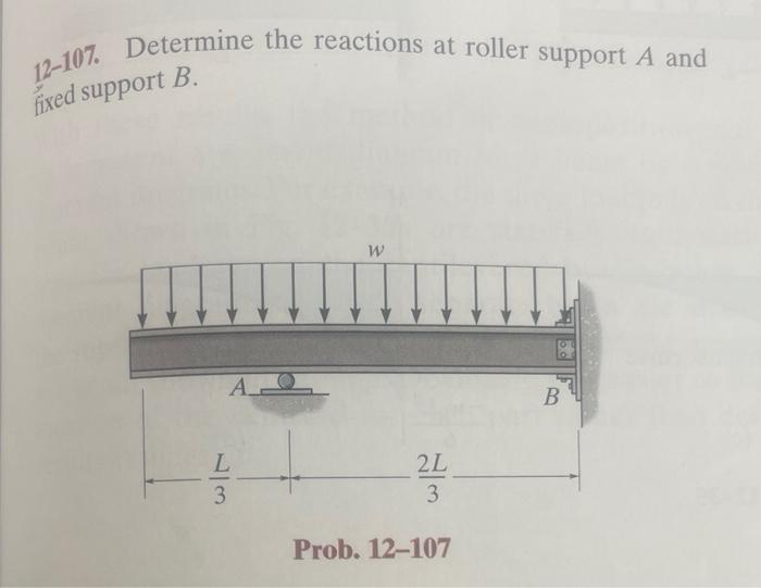 Solved 12-107. Determine the reactions at roller support A | Chegg.com