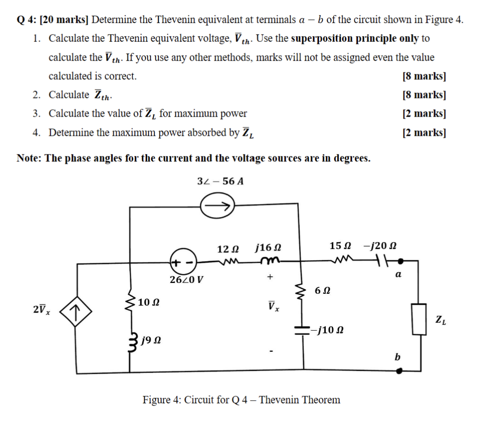 Solved Q 4: [20 ﻿marks] ﻿Determine the Thevenin equivalent | Chegg.com