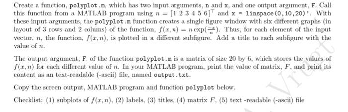 Solved Create a function, polyplot.m, which has two input | Chegg.com