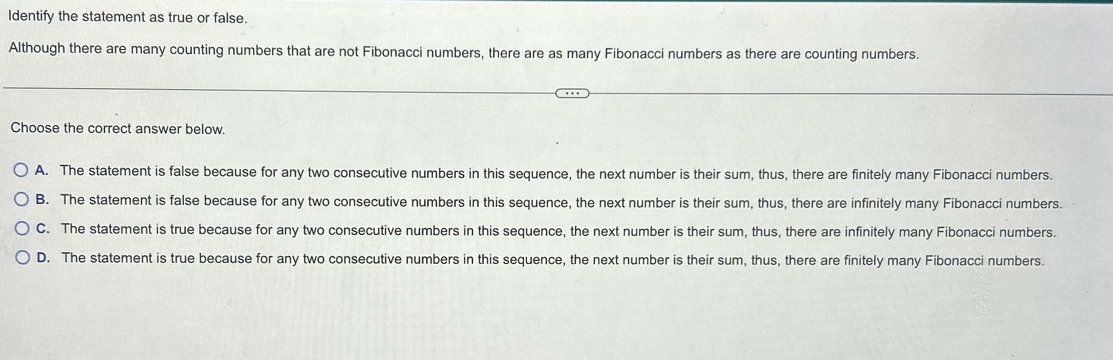 Solved Identify the statement as true or false.Although | Chegg.com