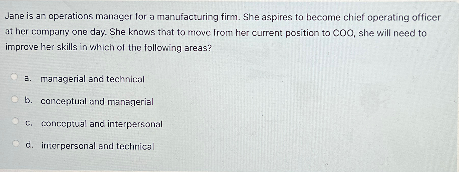 Solved Jane is an operations manager for a manufacturing | Chegg.com