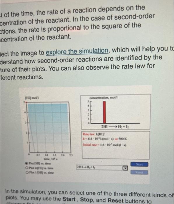 Solved Consider The Second Order Reaction 2hi G →h2 G I2