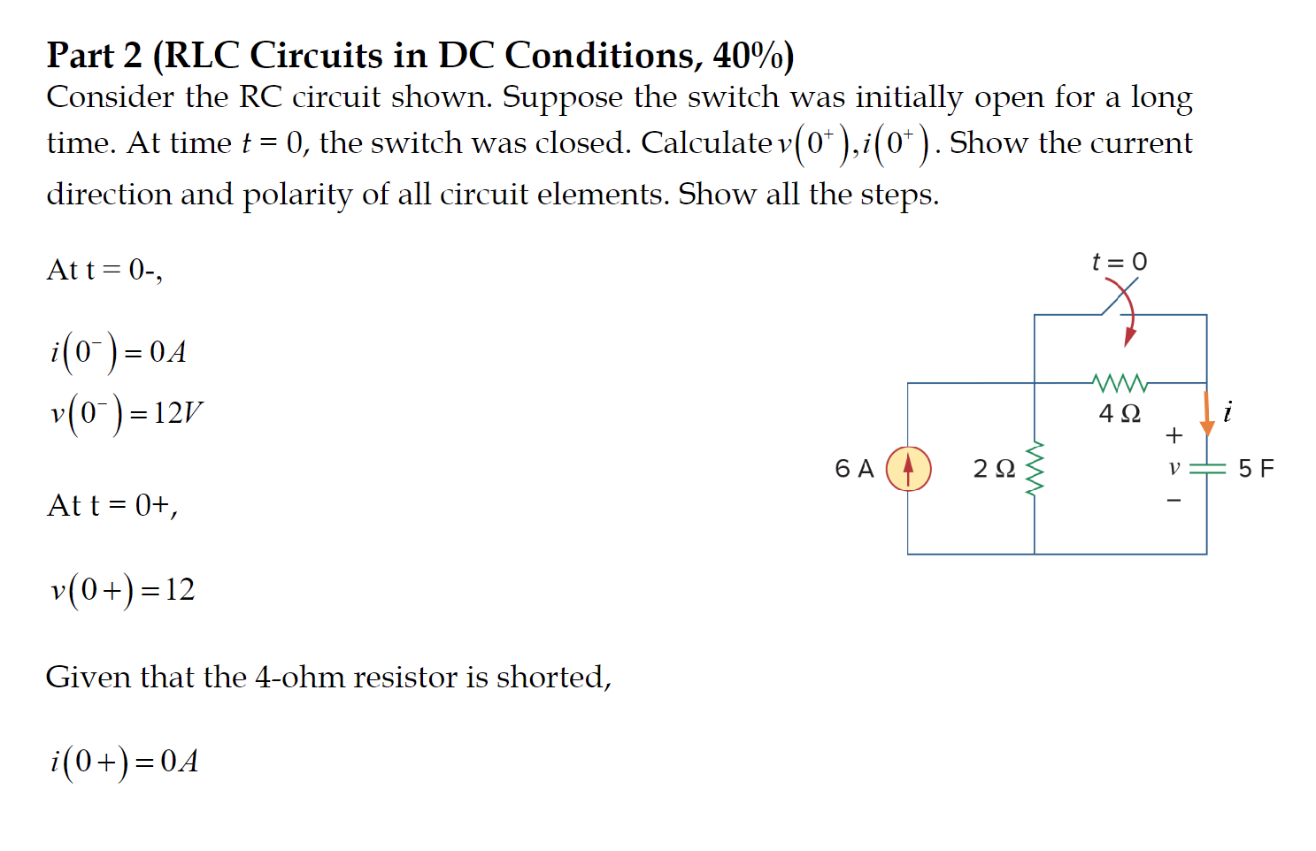 Solved Part 2 (RLC Circuits in DC Conditions, 40%)Consider | Chegg.com
