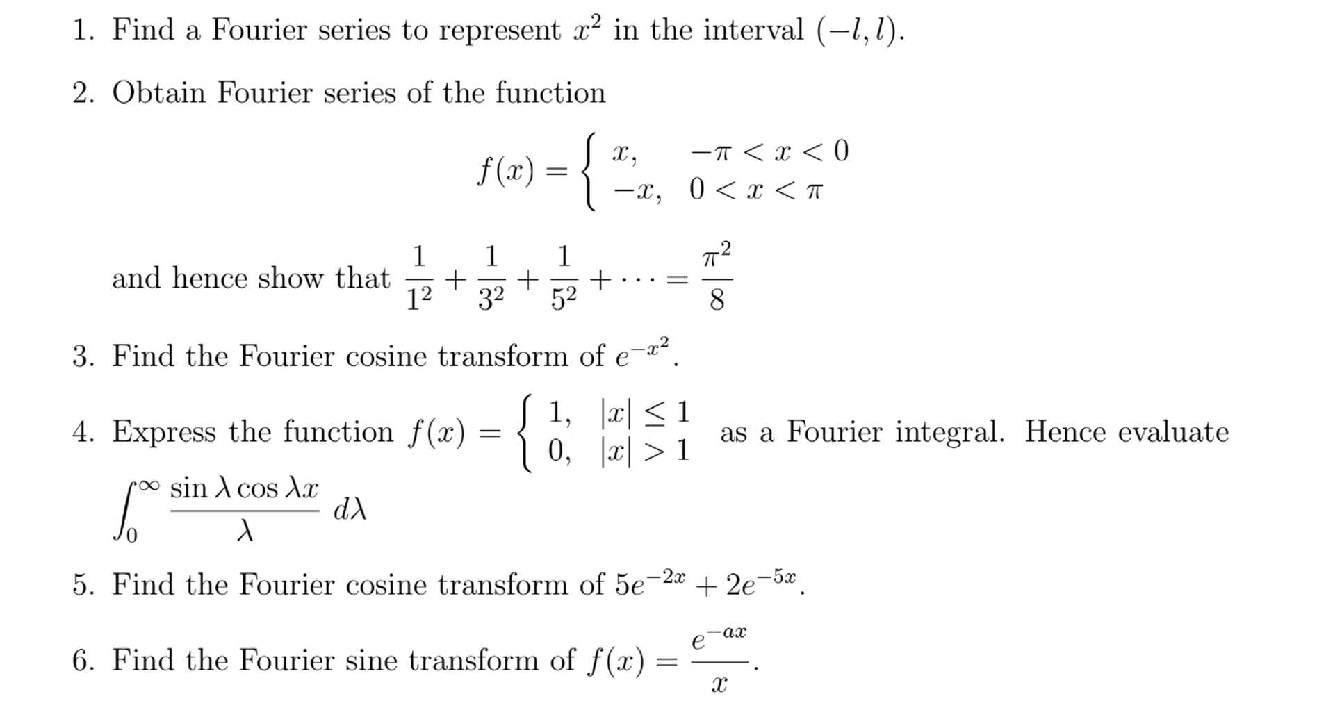 Find a Fourier series to represent x2 ﻿in the | Chegg.com