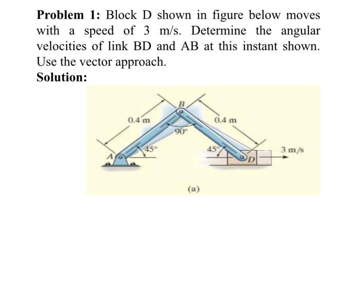 Solved Problem 1: Block D shown in figure below moves with a | Chegg.com